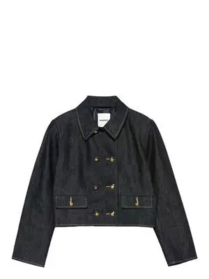 Sandro Cropped Denim Jacket - Blue