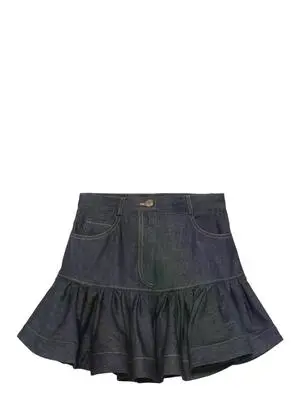 Sandro Flared Denim Skirt - Blue