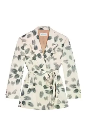 Dries Van Noten Leaf-print Blazer - Neutrals