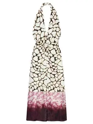 Dries Van Noten Abstract-print Maxi Dress - Neutrals
