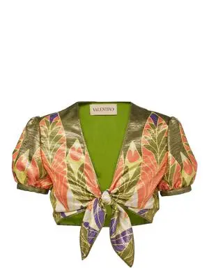 Valentino Garavani Printed Silk-blend Crop Top - Multicoloured