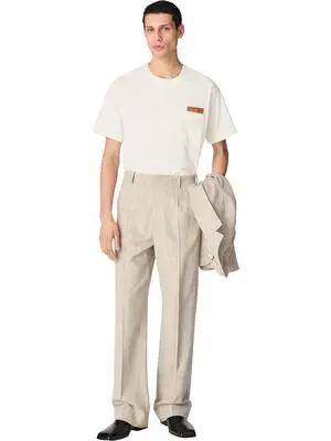 BOTTEGA  VENETA Viscose And Silk Straight Leg Pants Grey Putty