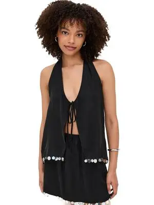 VRG GRL Sequined Halter Neck Top - Black
