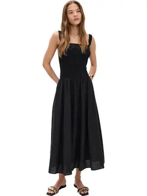 LE BOP Anastasia Smocked Maxi Dress - Black