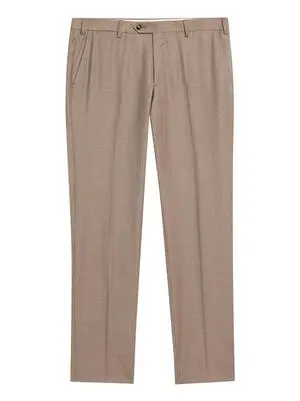 Giorgio Armani Wool Sharkskin Flat Front Trousers - Solid Light/pastel G