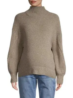 EMILIA GEORGE Crystal Mock Neck Sweater - Camel