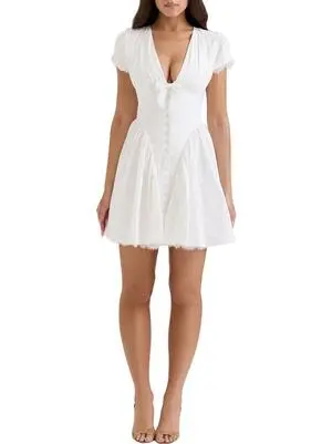 House Of Cb Emiliana Lace Trim Mini Dress - White