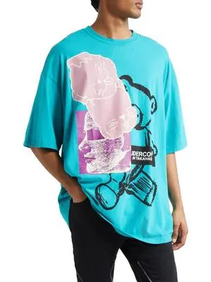 UNDERCOVERISM Oversize Graphic T-shirt - Turquoise