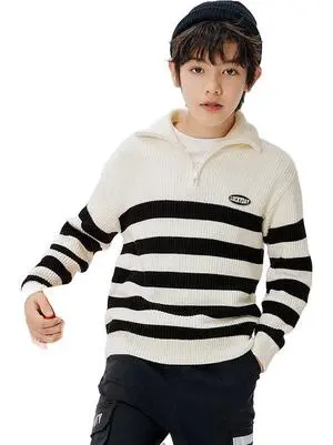 BALABALA Striped Half-zip Sweater - White