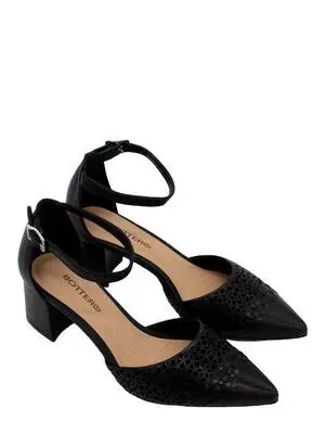 BUTTERO® Ankle Strap Pointed Toe Pumps - Preto