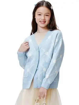 BALABALA Joyful Bloom Knit Cardigan - Blue