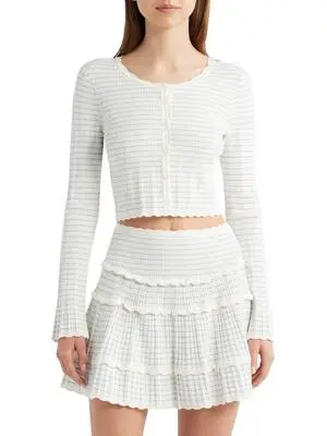 LOVESHACKFANCY Media Stripe Pointelle Cardigan
