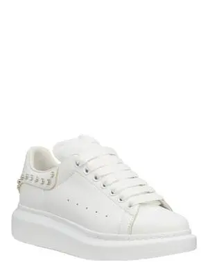 Alexander McQueen Oversized Crystal-embellished Sneakers - White/ White/ Crystal