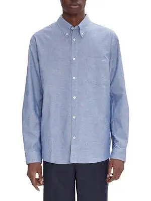 A.p.c. Edouard Brodee Organic Cotton Button-down Chambray Shirt - Indigo