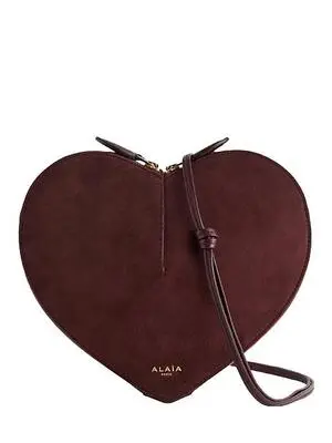 Alaïa Le Coeur Foil-print Logo Leather Shoulder Bag - Rouge Grenat