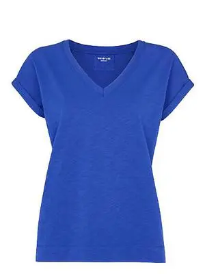 Whistles Willa V-neck Cotton-jersey T-shirt - One-color
