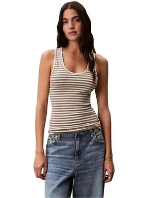 Calvin Klein Cotton Contour Rib Tank - Shadow Stripes
