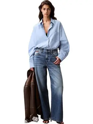 Calvin Klein Viscose Blend Relaxed Fit Shirt - Cerulean