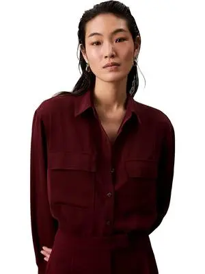 Calvin Klein Relaxed Button-Down Utility Shirt Deep Rouge