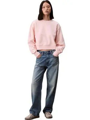 Calvin Klein French Terry Cropped Relaxed Sweatshirt - Cloud Pink