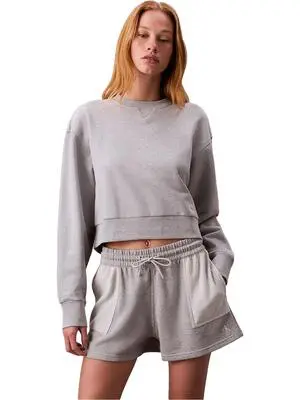 Calvin Klein French Terry Cropped Relaxed Sweatshirt - Grey Heather