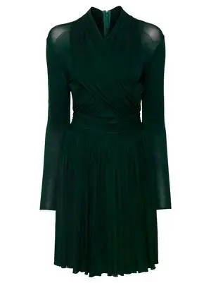 HERVE L. LEROUX X Front Overlap Swing Dress - Green
