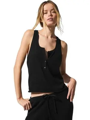 Alo Yoga Supernatural Sweater Henley Tank Top - Black