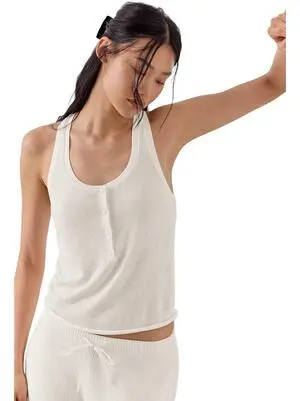 Alo Yoga Supernatural Sweater Henley Tank Top - Ivory