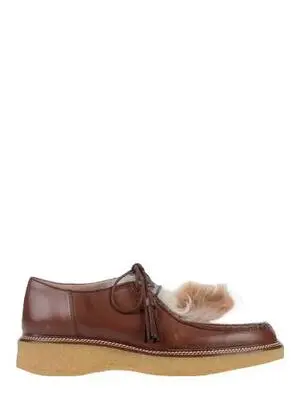 TOD'S Lace-up Soft Leather Shoe With Shearling - Brown