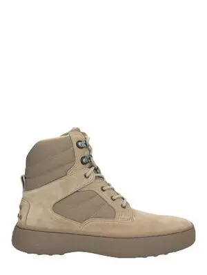 TOD'S Ankle Boots In Leather And Textile Fibers - Beige