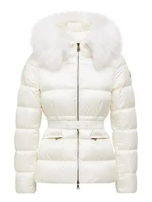 Moncler Boed Hooded Shearling-trimmed Down Jacket - White