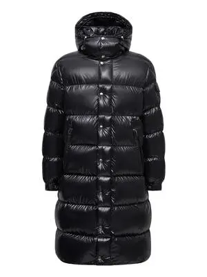 Moncler Hanoverian Hooded Square-quilted Long Down Jacket - Black