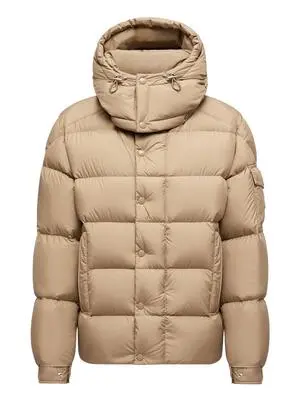 Moncler Maya 70 Hooded Short Down Jacket Beige