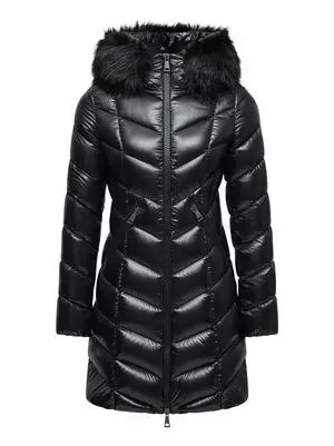 MONCLER Faux Fur-Trimmed Hooded Long Down Jacket