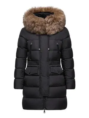 Moncler Aphroti Hooded Shearling-trimmed Long Down Jacket - Black