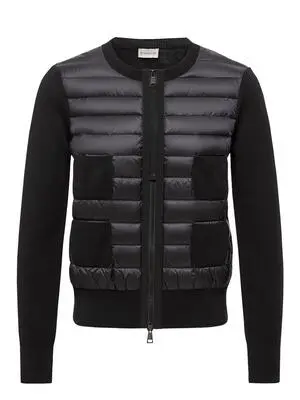 Moncler Padded Wool Zip-up Cardigan - Black