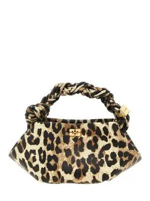 GANNI Leopard Print Leather Handbag Multicolor