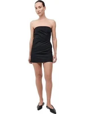 ST AGNI Wool Drape Mini Dress - Black