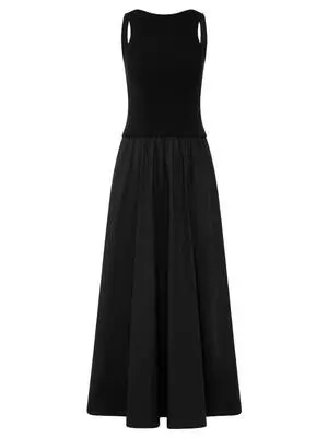 ST AGNI Bateau Cut Out Maxi Dress - Black