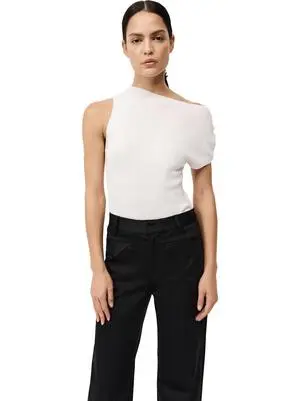 ST. AGNI Asymmetric Knit Top - Off White