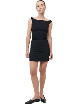 ST AGNI Slim Bateau Mini Dress - Black