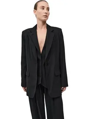 ST AGNI Wool Double Layer Blazer - Black