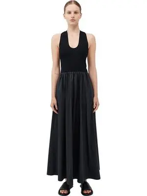 ST AGNI Plunge Neck Maxi Dress - Black