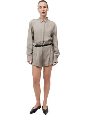 ST AGNI Melange Paperbag Waist Shorts - Rye