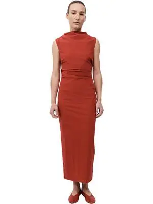 ST AGNI Sculptural Maxi Dress - Rosso