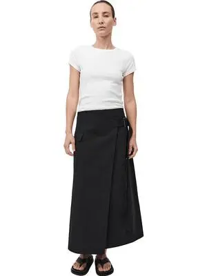 ST AGNI Utility Wrap Maxi Skirt - Black