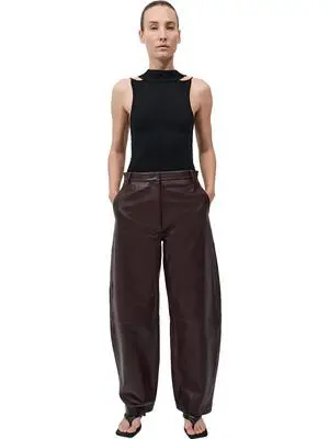 ST AGNI Leather Balloon Trousers - Bordeaux