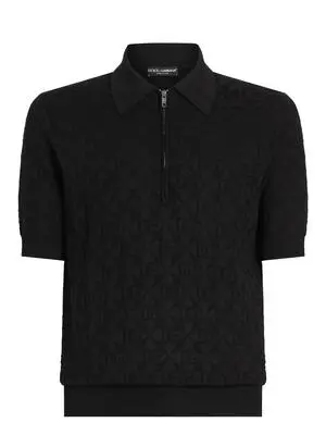 Dolce & Gabbana Silk Polo Shirt With Logo - Black