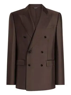 Dolce & Gabbana Sicilia Light Double-breasted Silk Twill Jacket - Brown