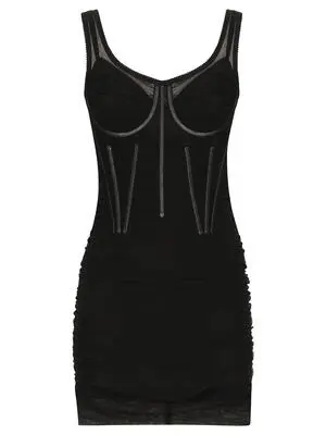 Dolce & Gabbana Short Tulle Dress With Corset - Black